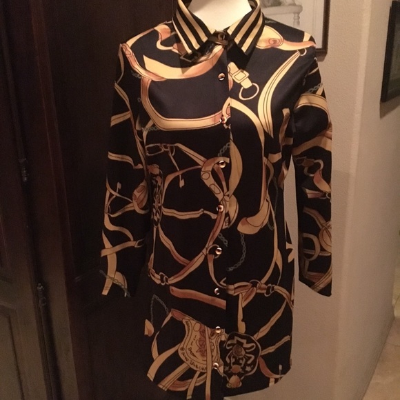 Tops | In Now Black Chain Print Dress Or Tunic | Poshmark